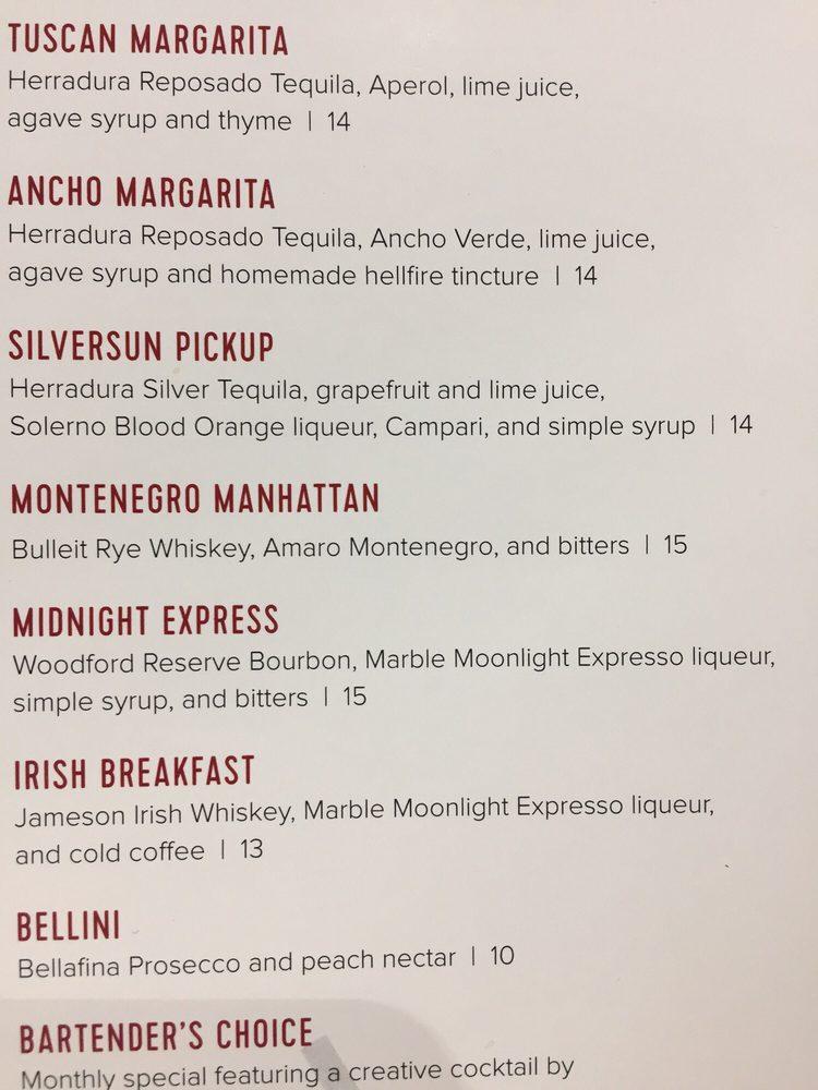 Menu at Tapas Sky Bar, Denver, Peña Boulevard