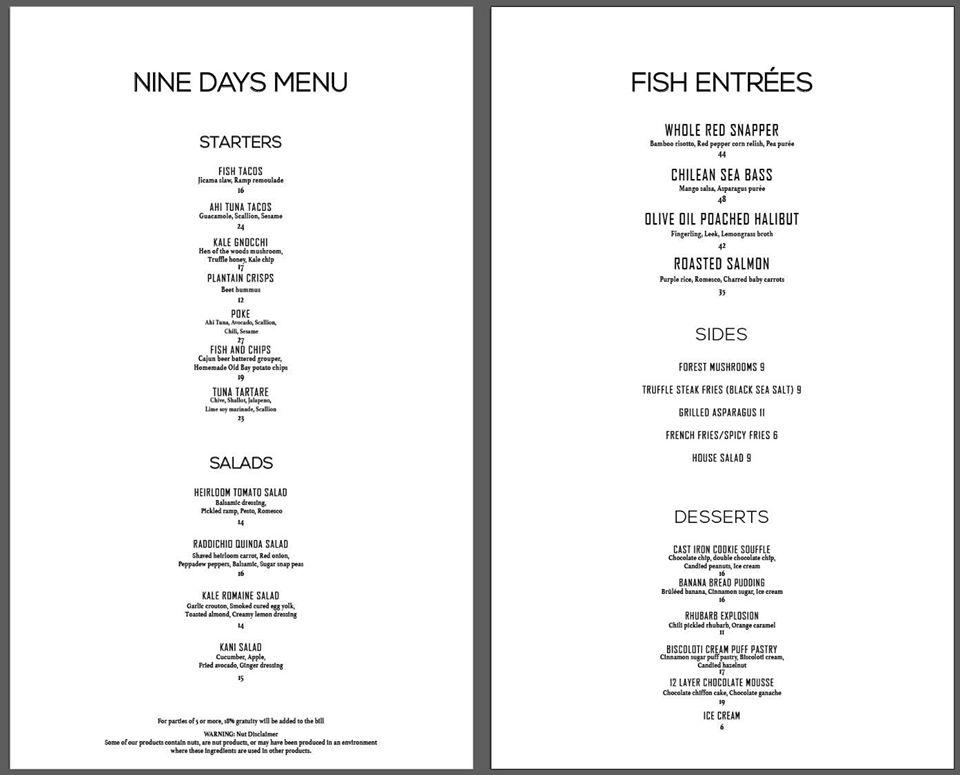 Menu at The Ridge Steakhouse, Airmont