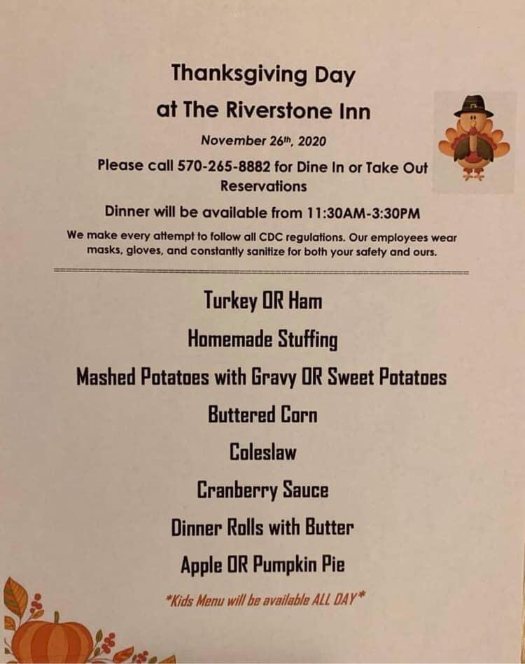 Menu at The Riverstone Inn pub & bar, Towanda, 47 Leisure Dr