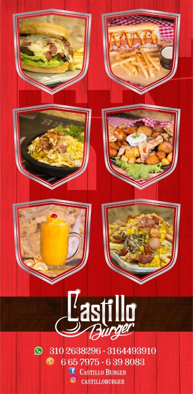 Menu at Castillo Burguer restaurant, Piedecuesta