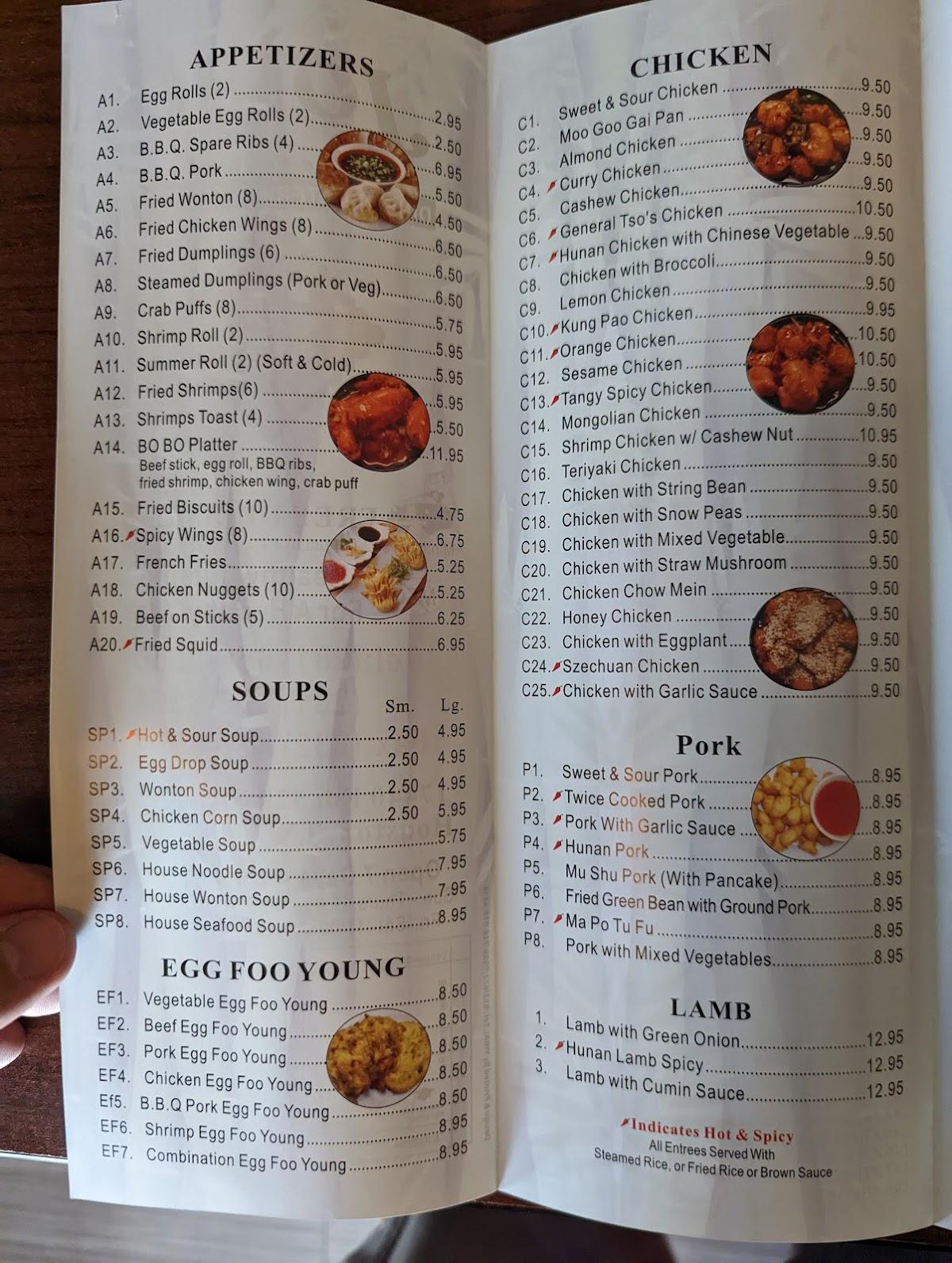 Menu at Jo Jo Chinese Cafe, Houston