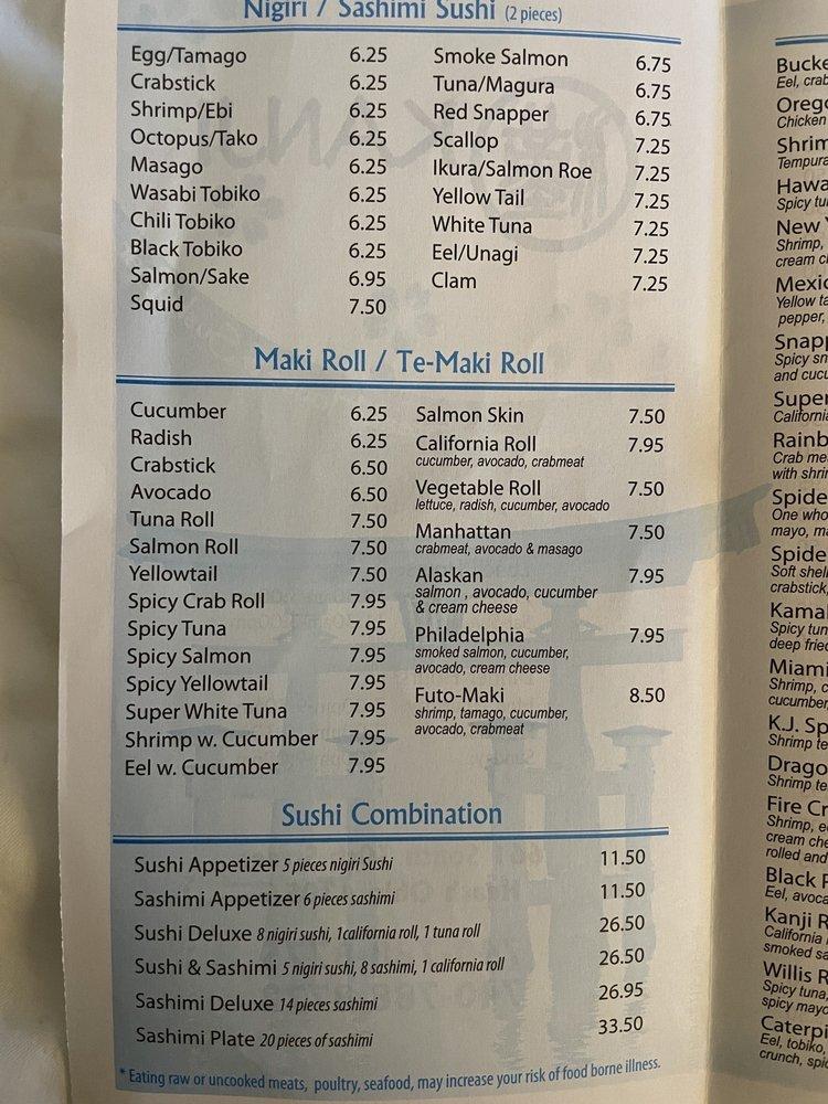 Menu at Kanji Japanese Steakhouse, Heath