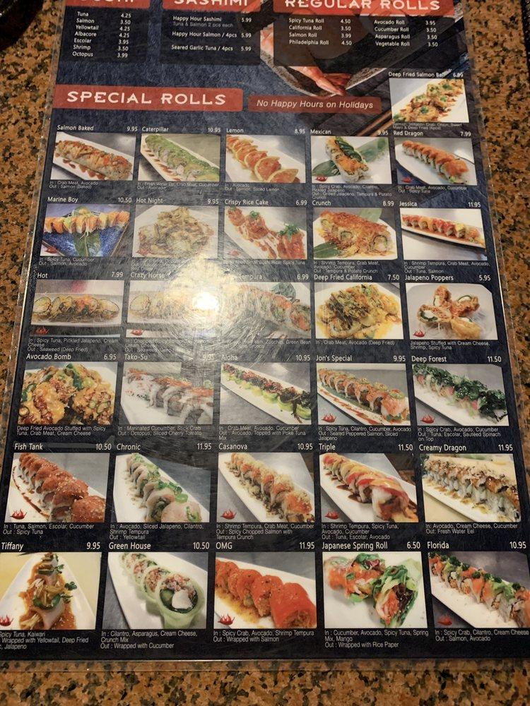 Menu at Kibo Sushi restaurant, Ventura