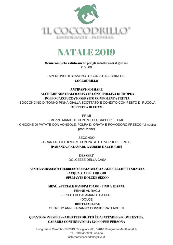 Menu da Ristorante Il Coccodrillo, Castiglioncello