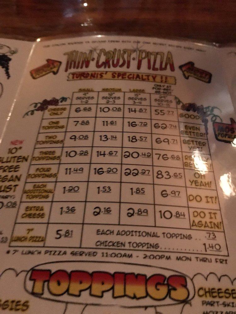 Menu at Turoni's Pizzery & Brewery pizzeria, Evansville, 408 N Main St