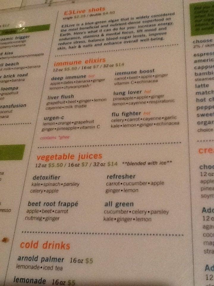 Menu at Fresh Kitchen + Juice Bar, Toronto, 386 Bloor St W