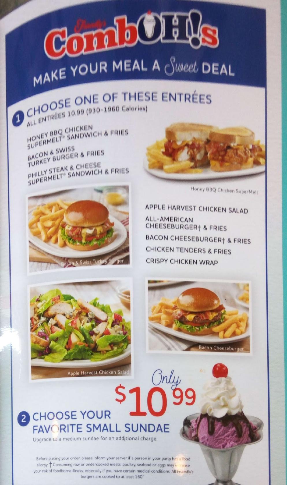 Menu at Friendly's restaurant, Old Bridge Township