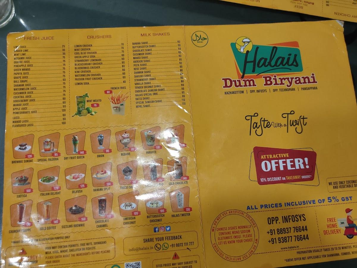Menu at Halais Dum Biryani, Thiruvananthapuram, No-4