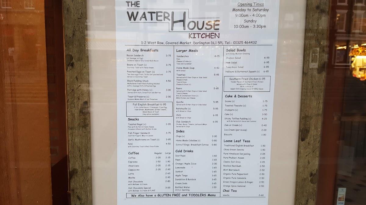 Menu at The Waterhouse Kitchen cafe, Darlington
