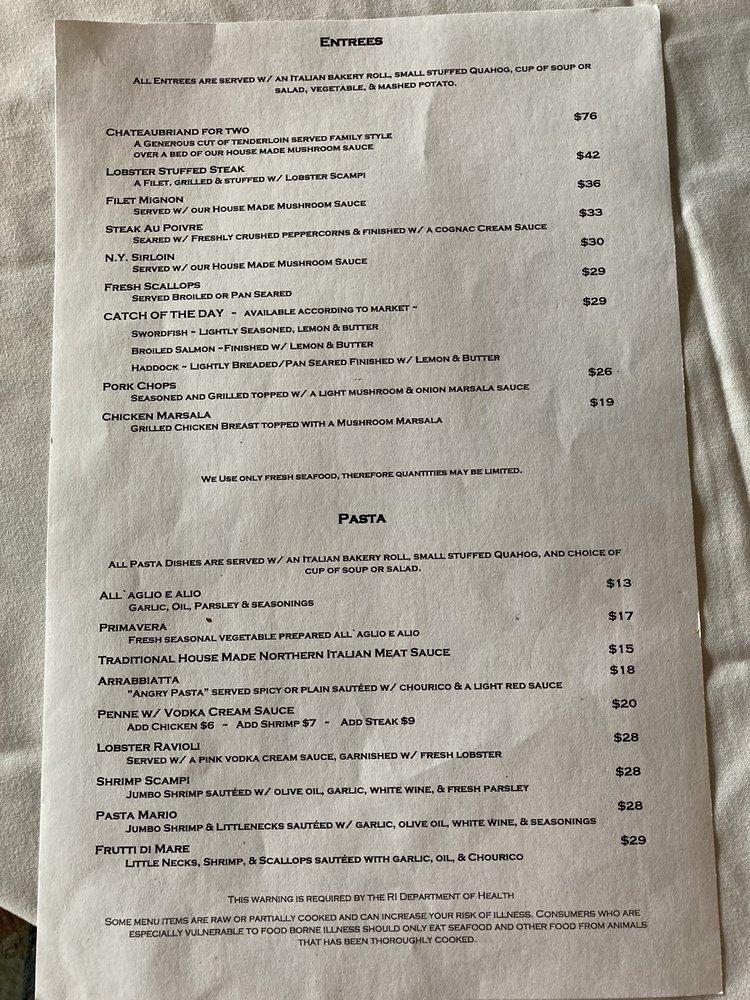 Menu at Valley Inn Restaurant, Portsmouth