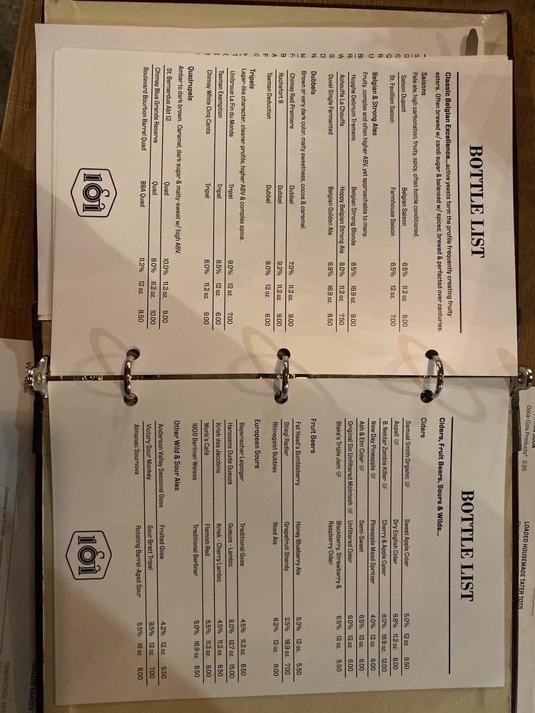 Menu at 101 Beer Kitchen pub & bar, Fishers