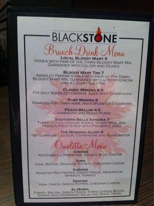 Menu at BlackStone restaurant, Iowa City, 503 Westbury Dr #1