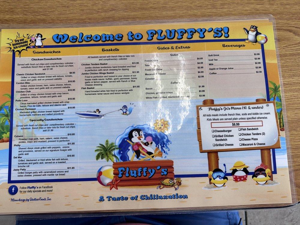 Menu at Fluffy's desserts, Winter Haven