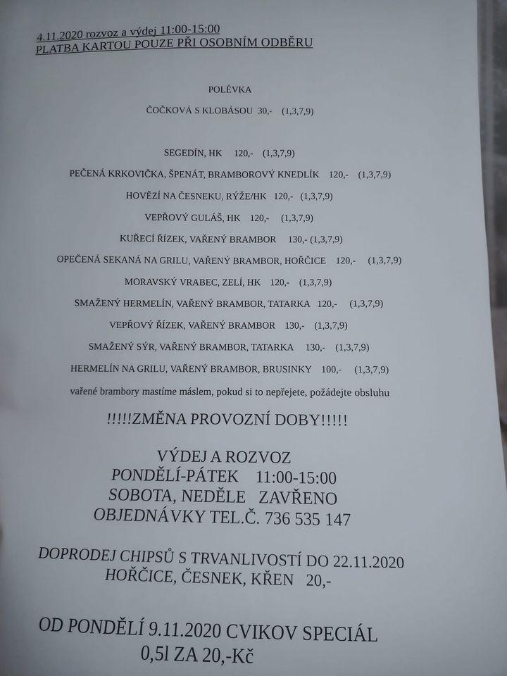 Menu at RKDM restaurant, Milovice, 3-Mladá