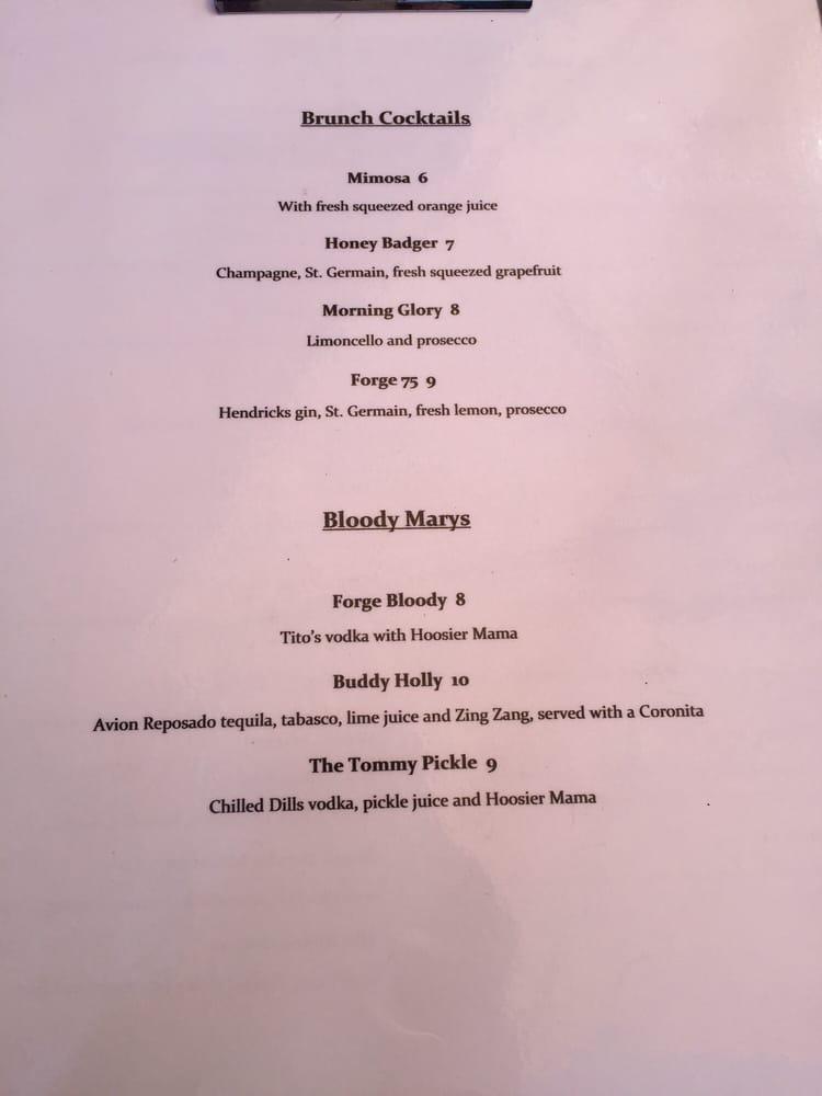 Menu at The Forge cafe, Put-in-Bay