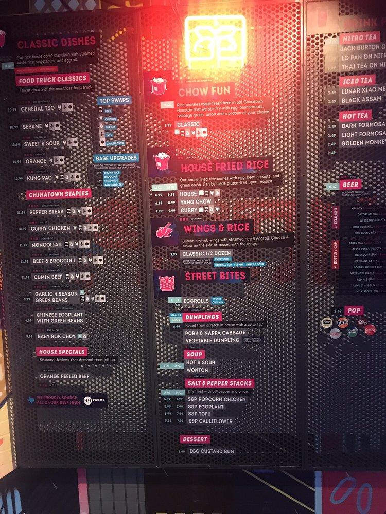 Menu at The Rice Box restaurant, Houston, S Shepherd Dr