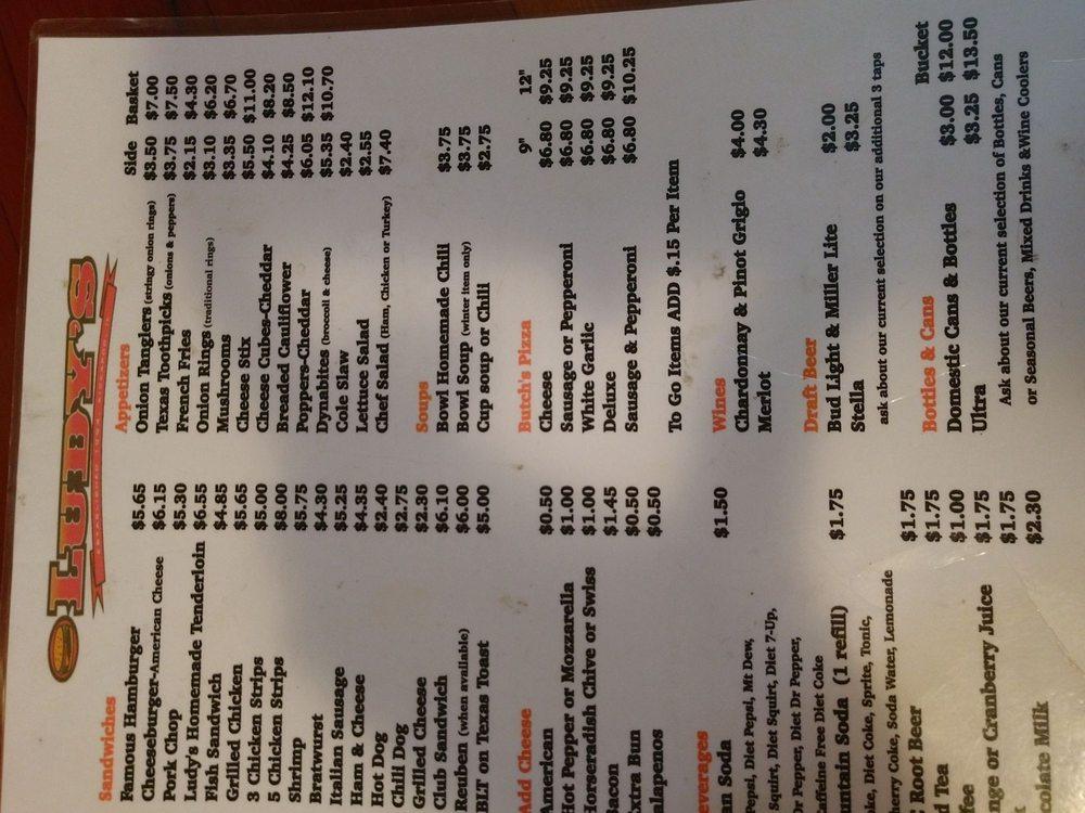 Menu at Ludy's Kickapoo Creek Saloon pub & bar, Peoria