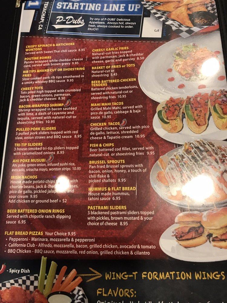 Menu at P-Dubs Brew Pub, Tehachapi, Santa Lucia St
