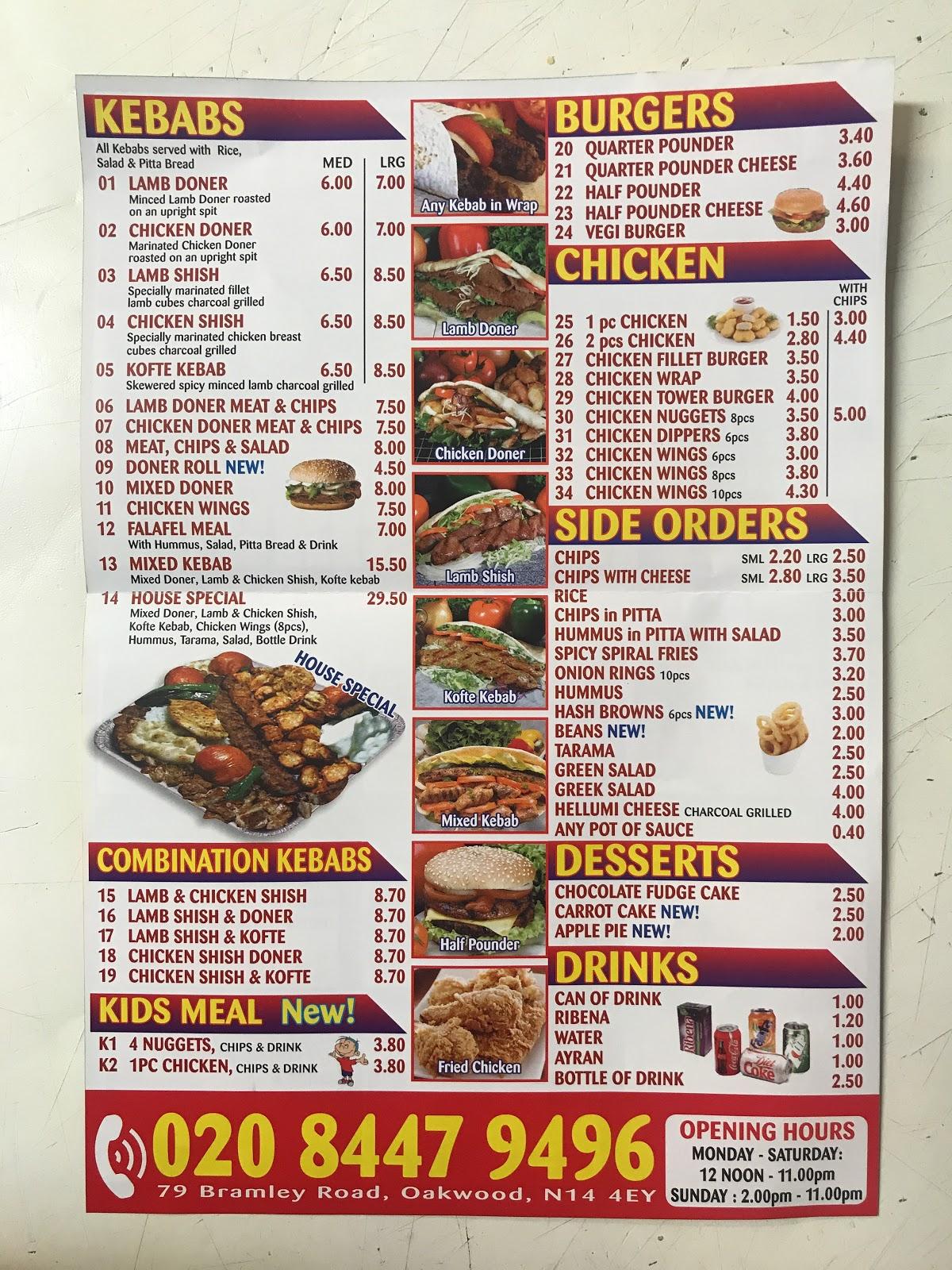 Menu at Turkish Delight, London, 79 Bramley Rd