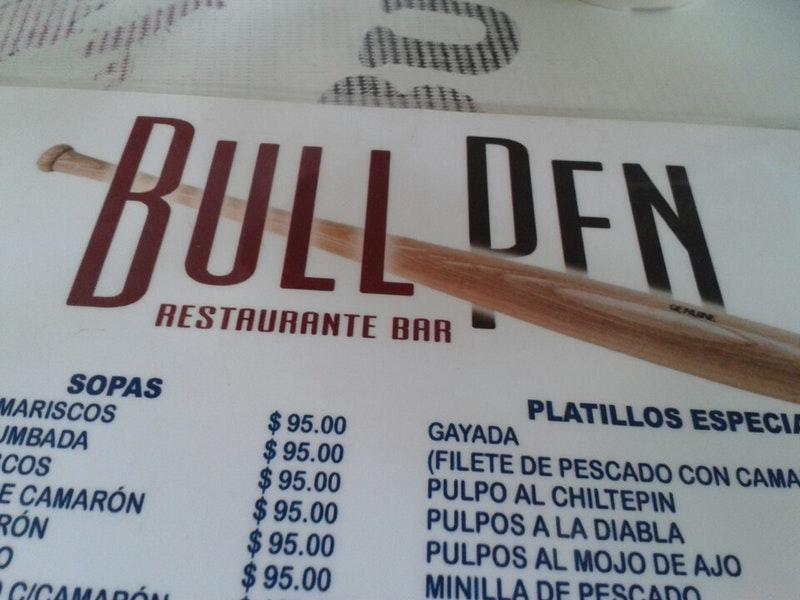 Menu at Bull Pen restaurant, Paraíso