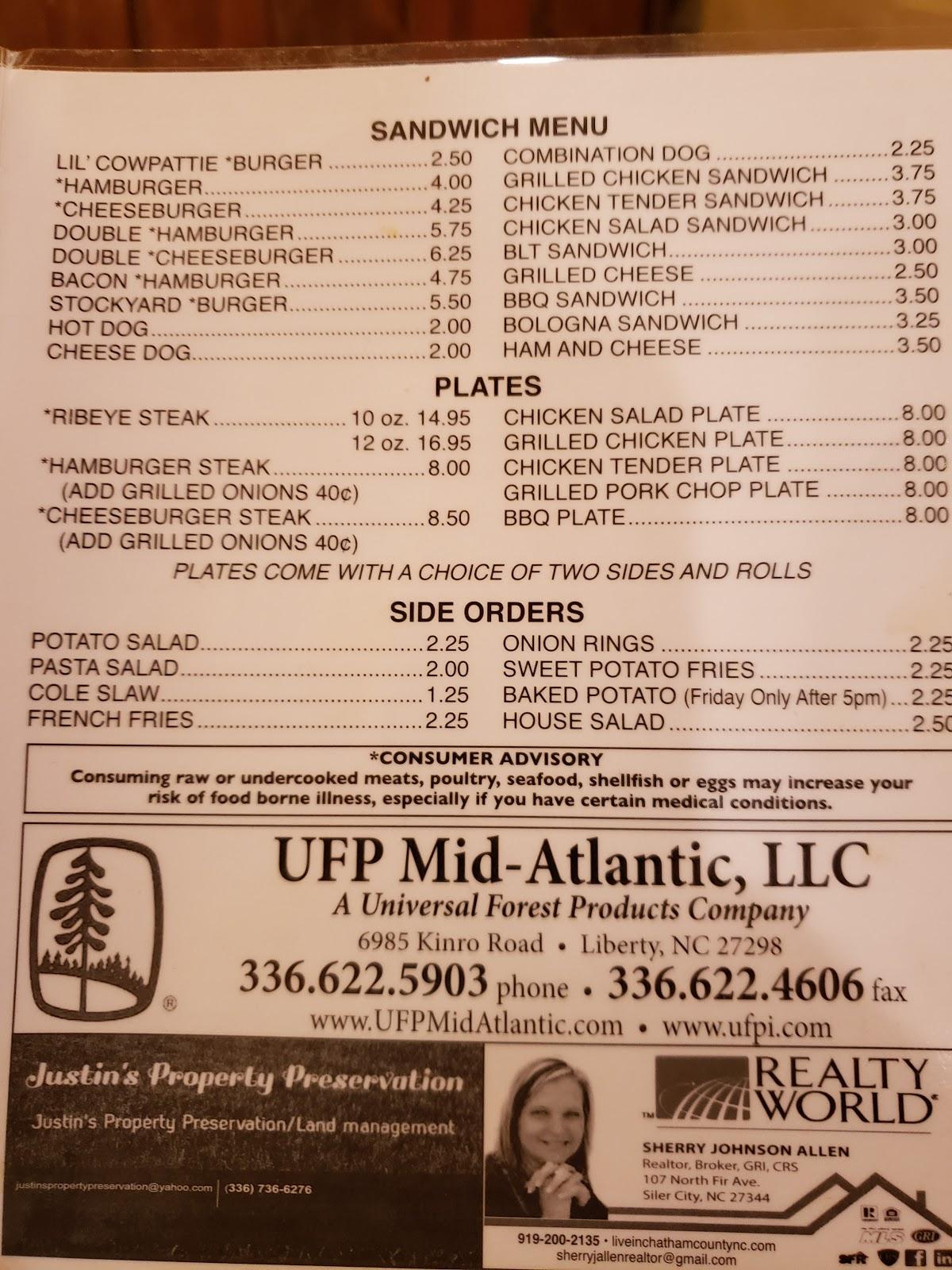 Menu at Carolina Restaurant, Siler City, 260 Stockyard Rd