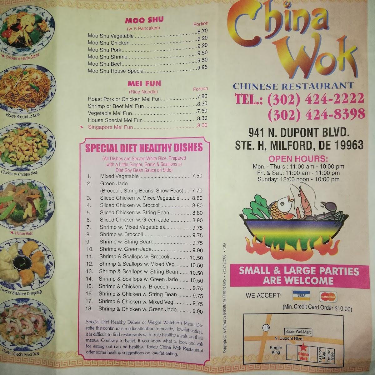 Menu at China Wok restaurant, Milford, 941 N Dupont Blvd H