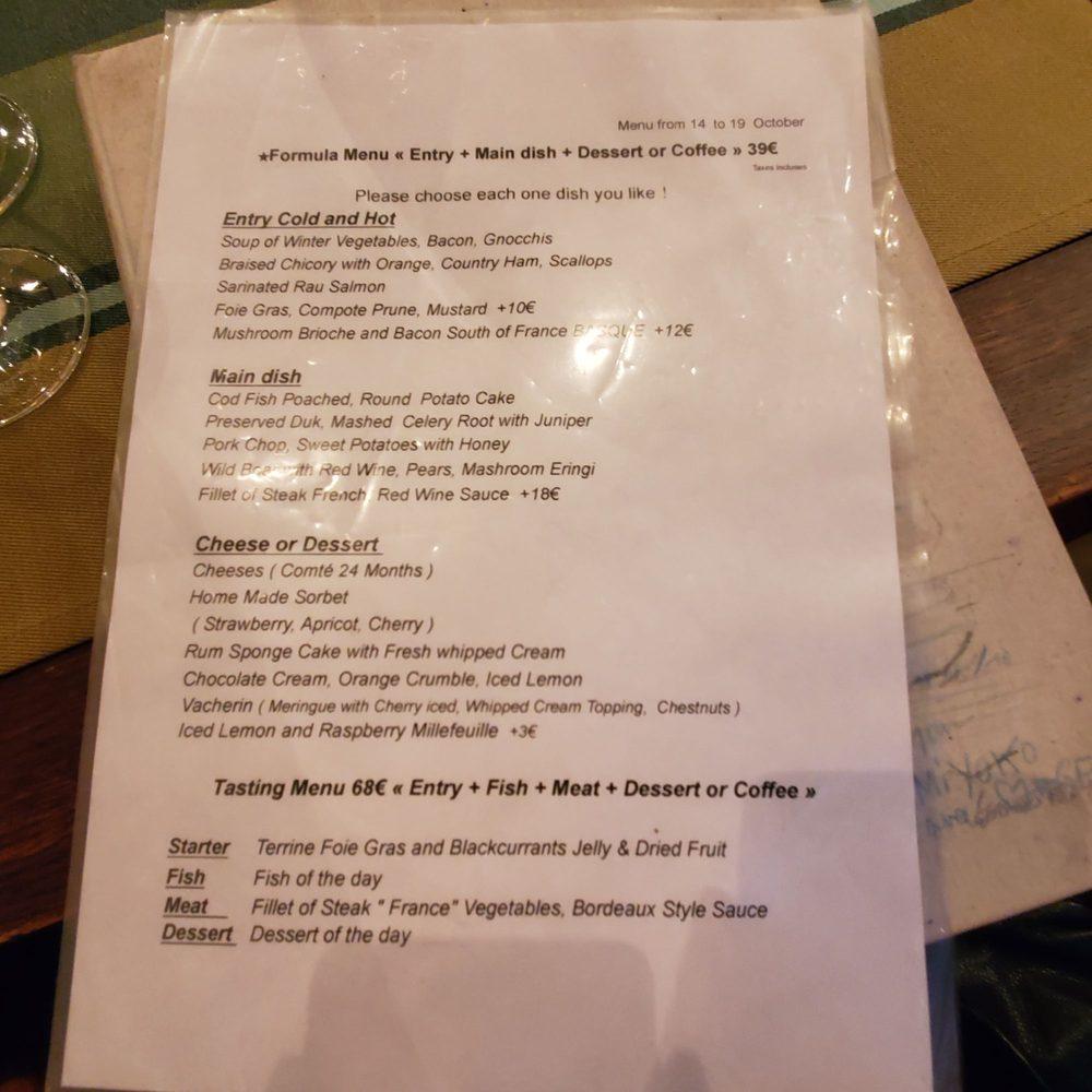 Menu at Restaurant Makoto AOKI, Paris, 19 Rue Jean Mermoz