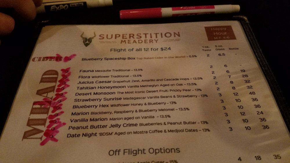 Menu at Superstition Meadery pub & bar, Prescott