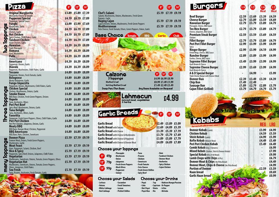 Menu at A & D Great Quality Food restaurant, Waterfoot