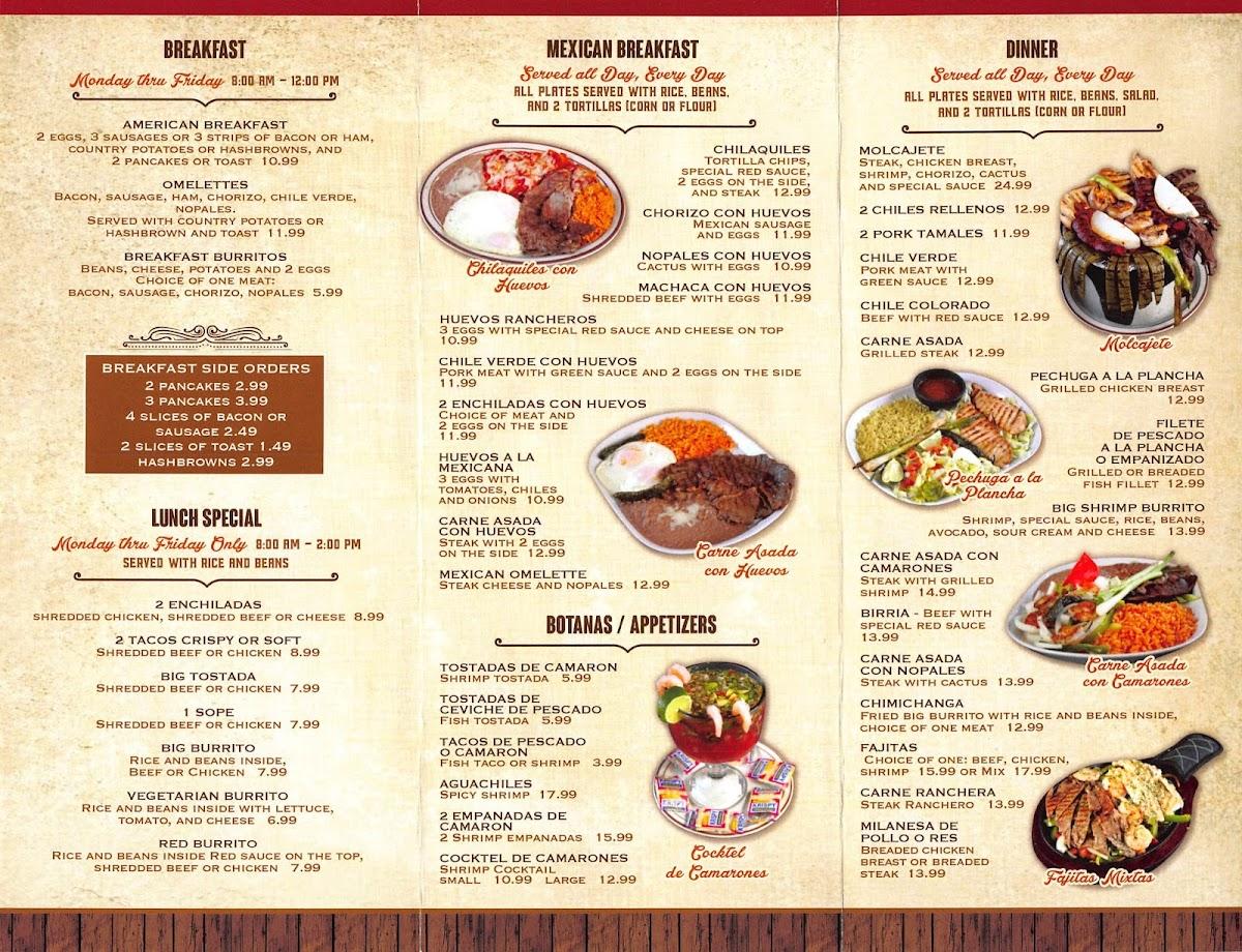 Menu at El Rinconcito Authentic Mexican Food restaurant, Hollister