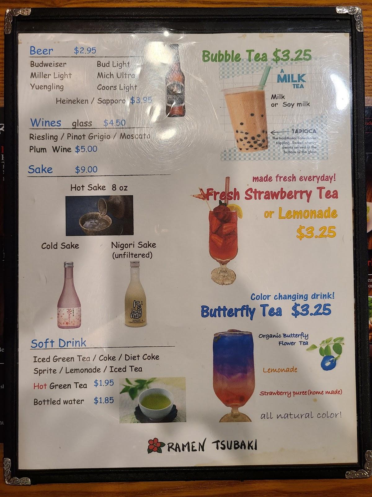 Menu at Ramen Tsubaki Fayetteville NC restaurant, Fayetteville