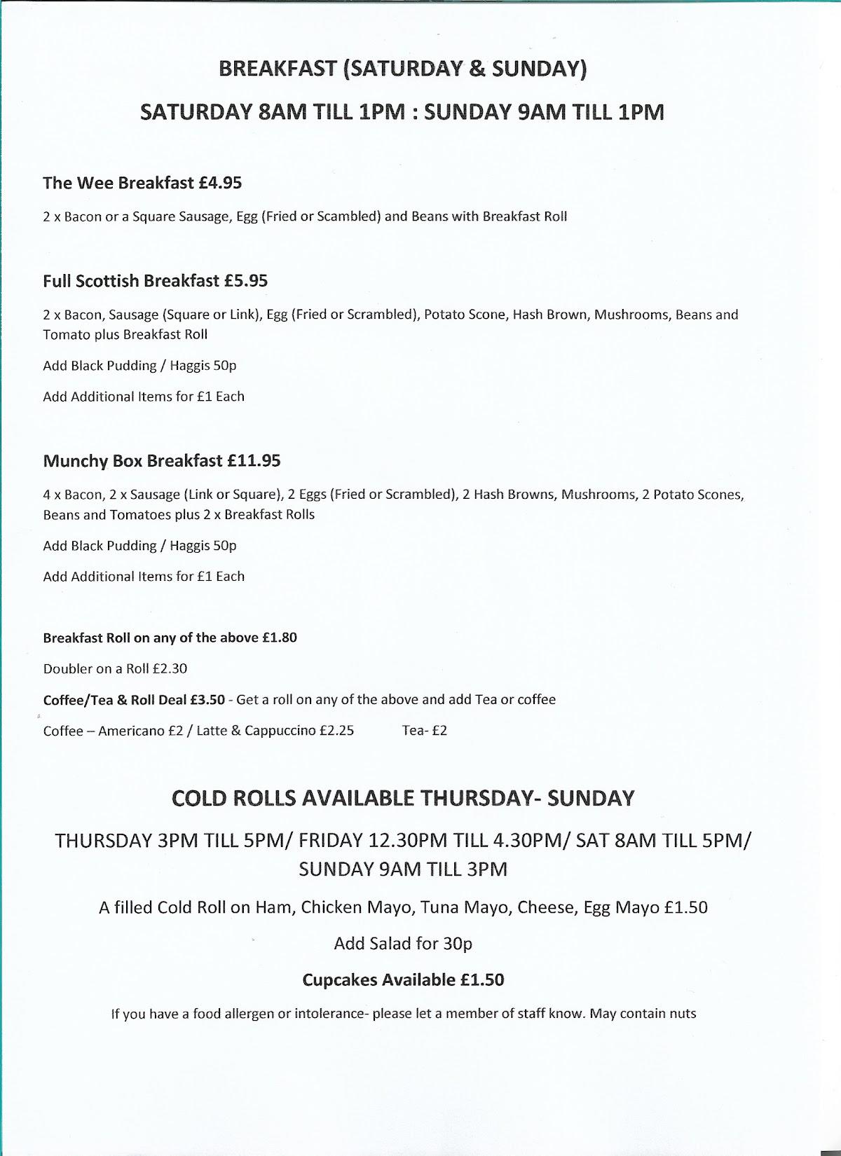 Menu at The Village Inn & Caterers and Ale House pub & bar, Dunblane