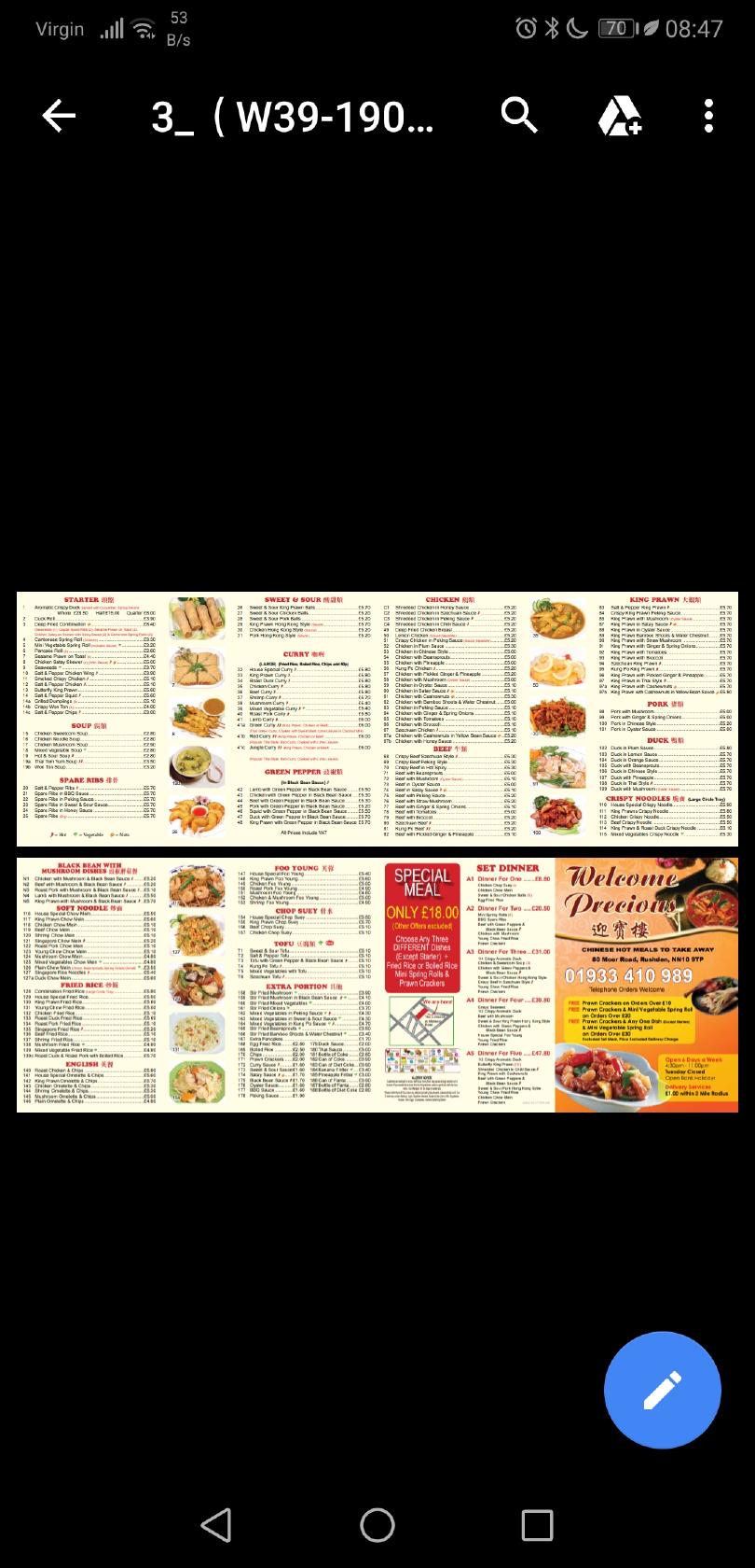 Menu at Welcome Precious fast food, Rushden