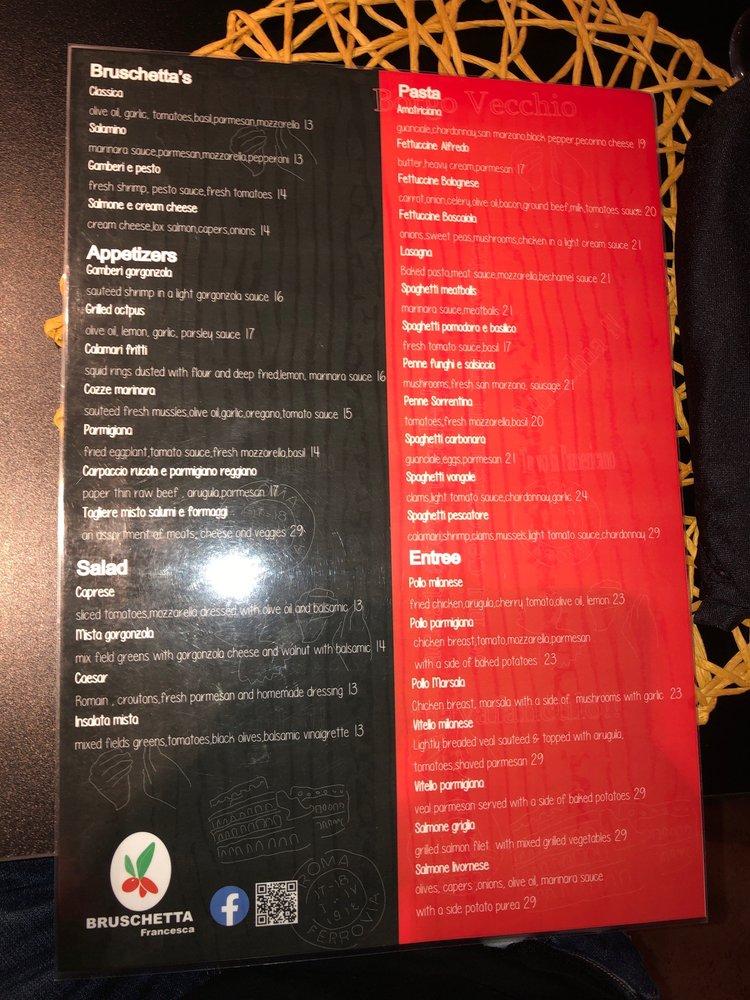Menu at Bruschetta Francesca pub & bar, Key West