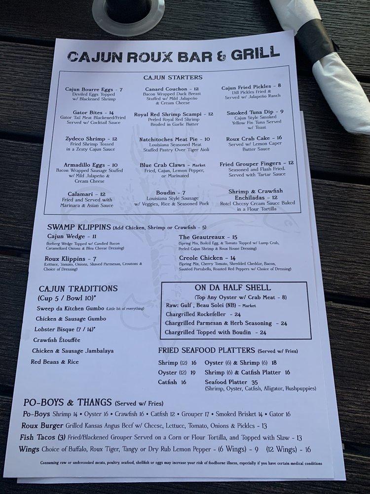 Menu at Cajun Roux Bar & Grill, Hoover