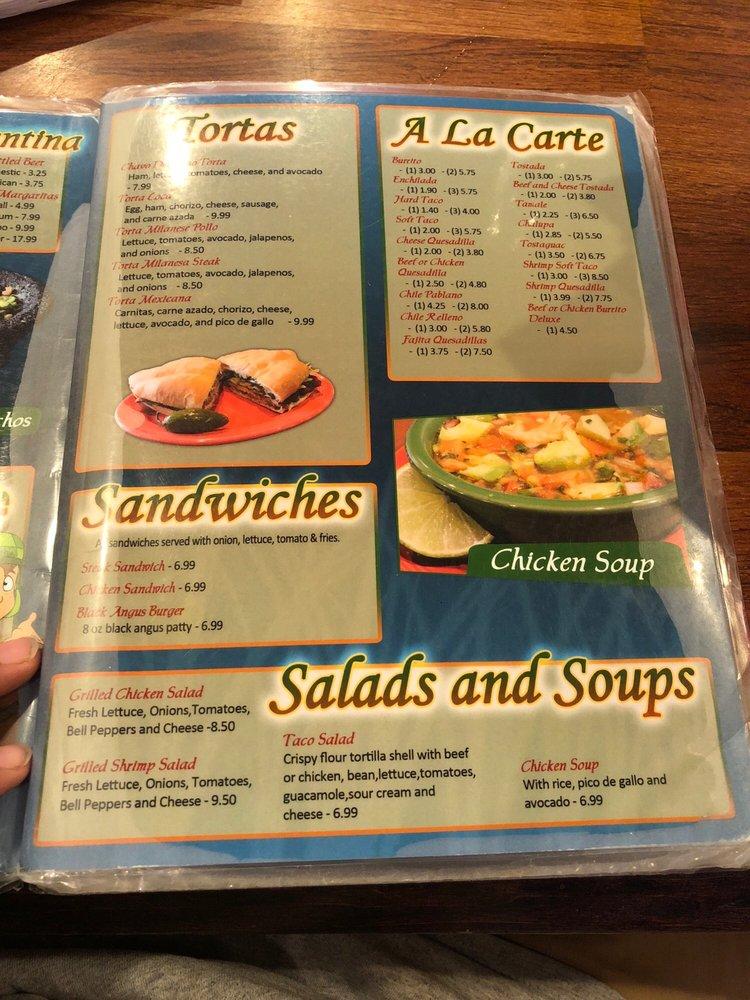 Menu at Chapala Mexican Restaurant, Lexington