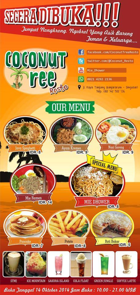 Menu at Coconut Tree Resto restaurant, Malang