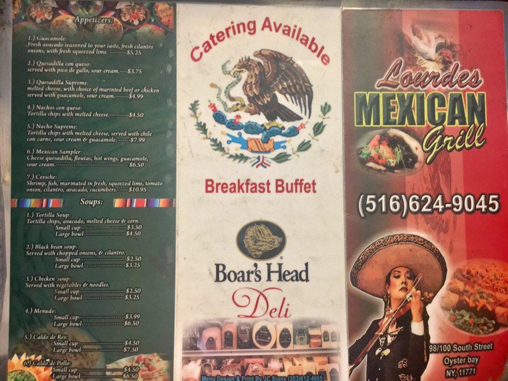 Menu at Lourdes Mexican Grill restaurant, Oyster Bay
