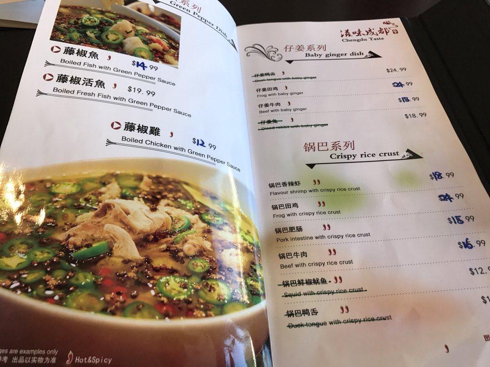 Menu at Chengdu Taste restaurant, Alhambra