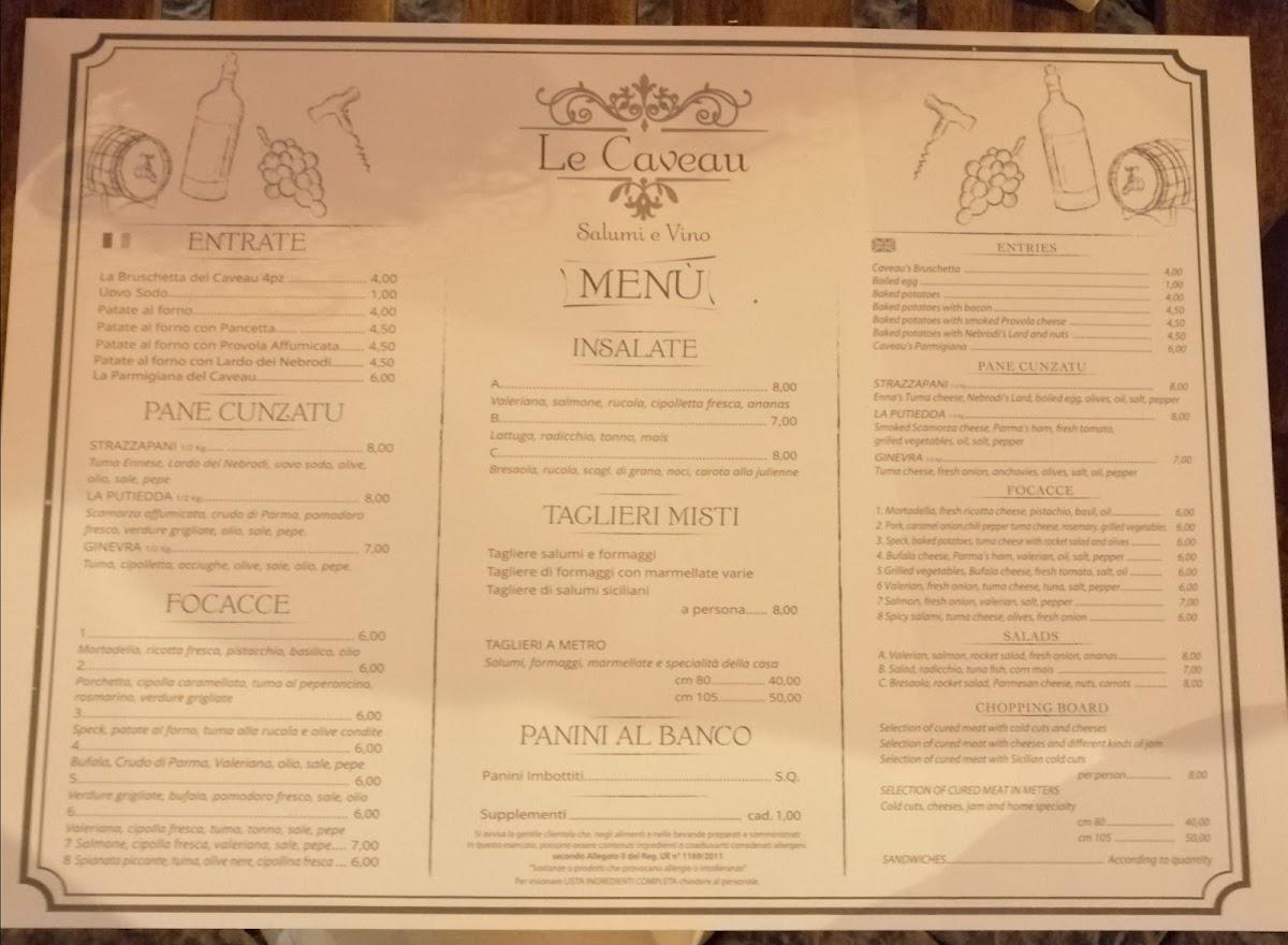 Menu da Le caveau pub & bar, Acireale