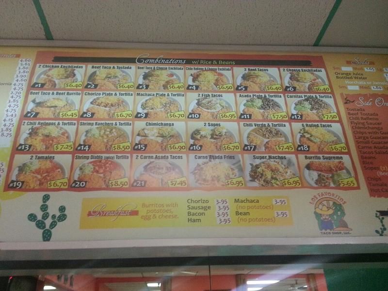 Menu at Tito's Taco Shop restaurant, Mesa, E University Dr