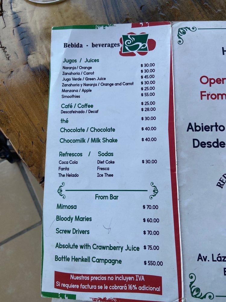 Menu at Red Apple Place Restaurant, Bucerías