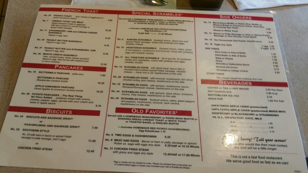 Menu at Sun Break Cafe, Auburn