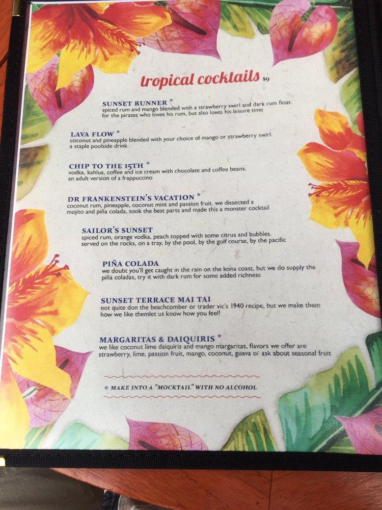 Menu at Sunset Terrace pub & bar, Kahaluu-Keauhou