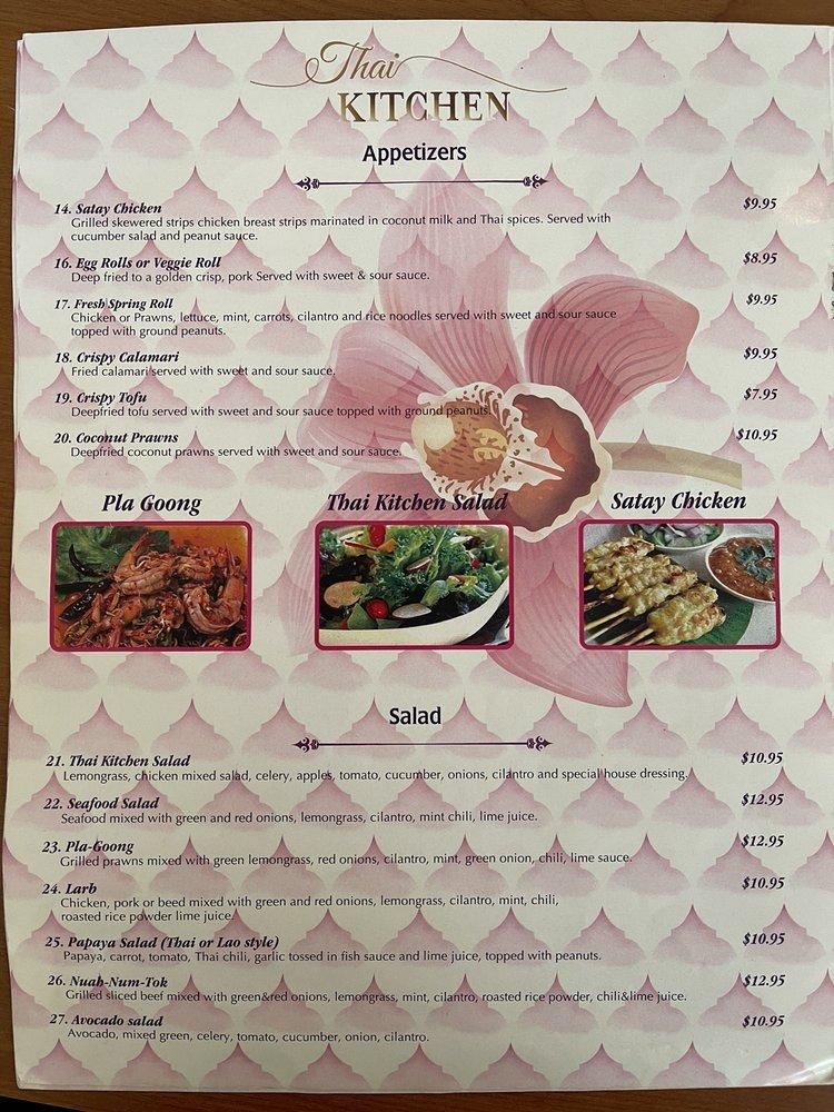 Menu at Thai Kitchen restaurant, Lodi