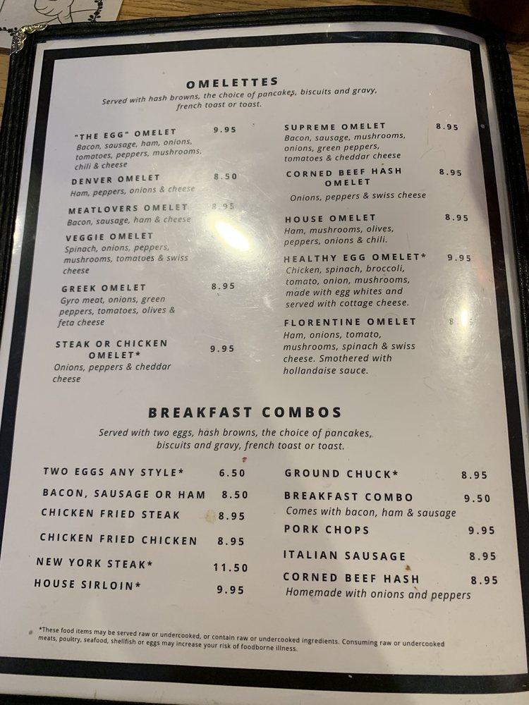 Menu at The Egg restaurant, Highlands Ranch