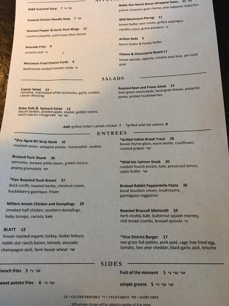 Menu at Woven + Bound Restaurant, Chicago