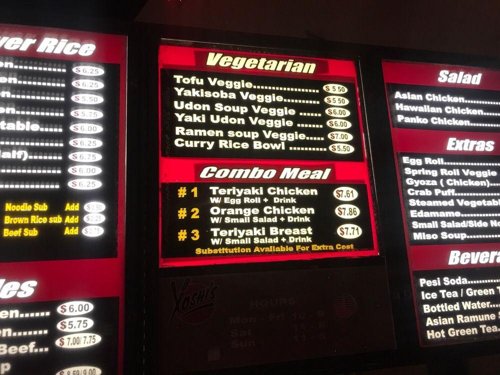 Menu at Yoshi's Fresh Asian Grill fast food, Phoenix, N Cave Creek Rd