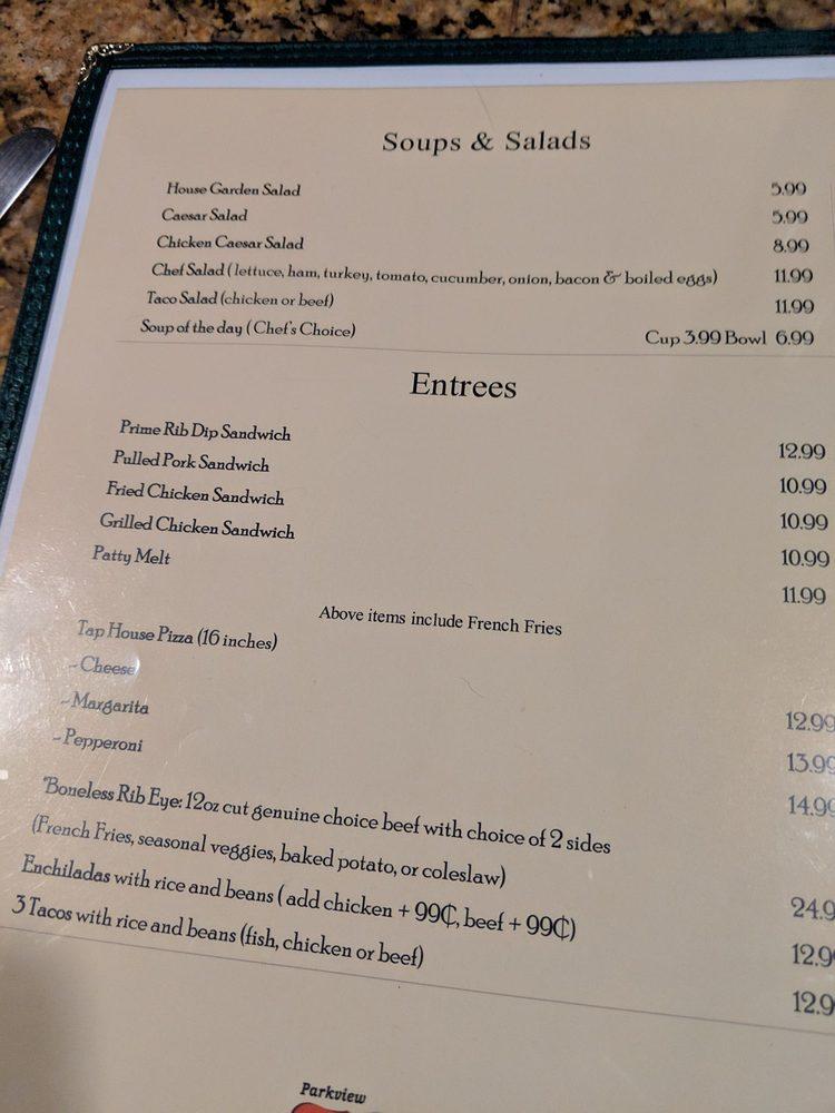 Menu at Parkview Tap House pub & bar, Fountain Hills