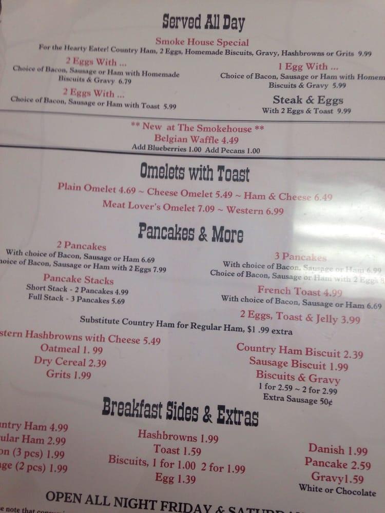 Menu at Smoke House Restaurant, Heber Springs
